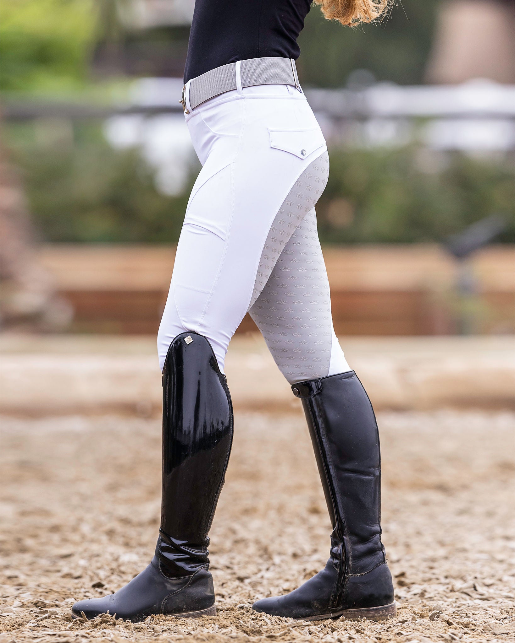 Women’s Riding Tights | Classic Fit | White/Grey | Competition Ready